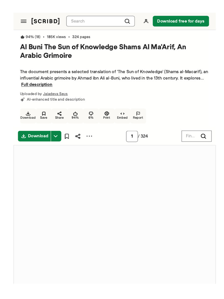 Al Buni's Shams al-Ma'arif Grimoire | PDF