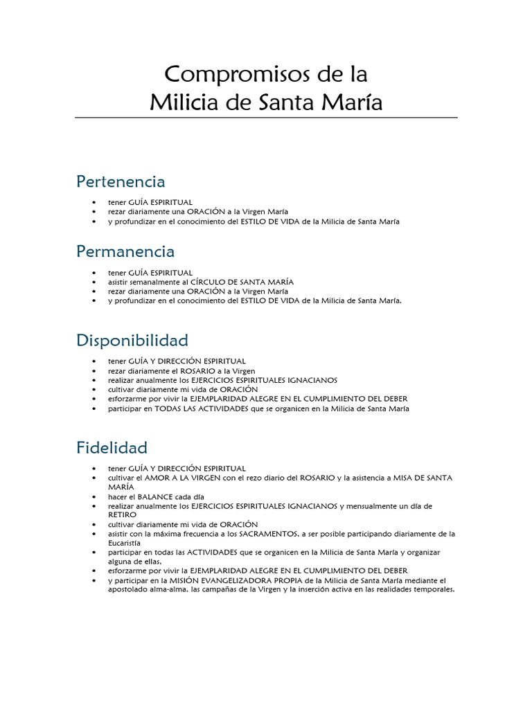 Compromisos de La Milicia de Santa María | PDF