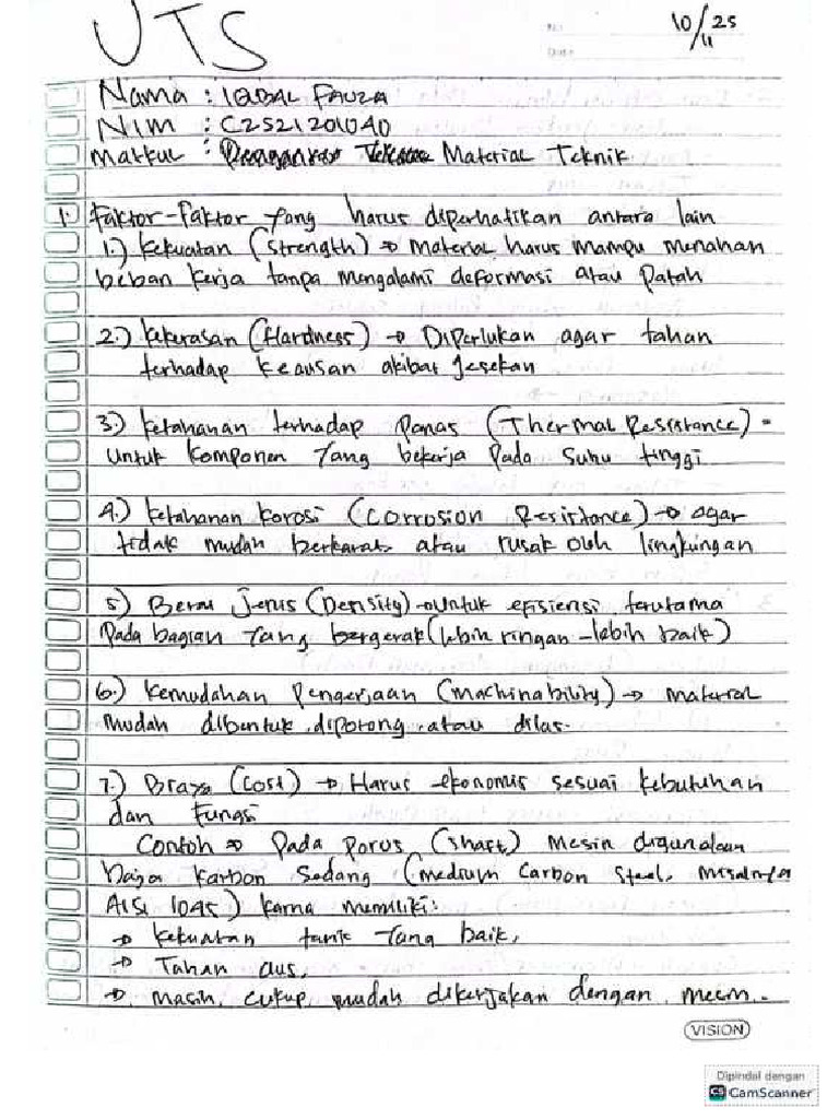 Jawaban Uts Material Teknik | PDF