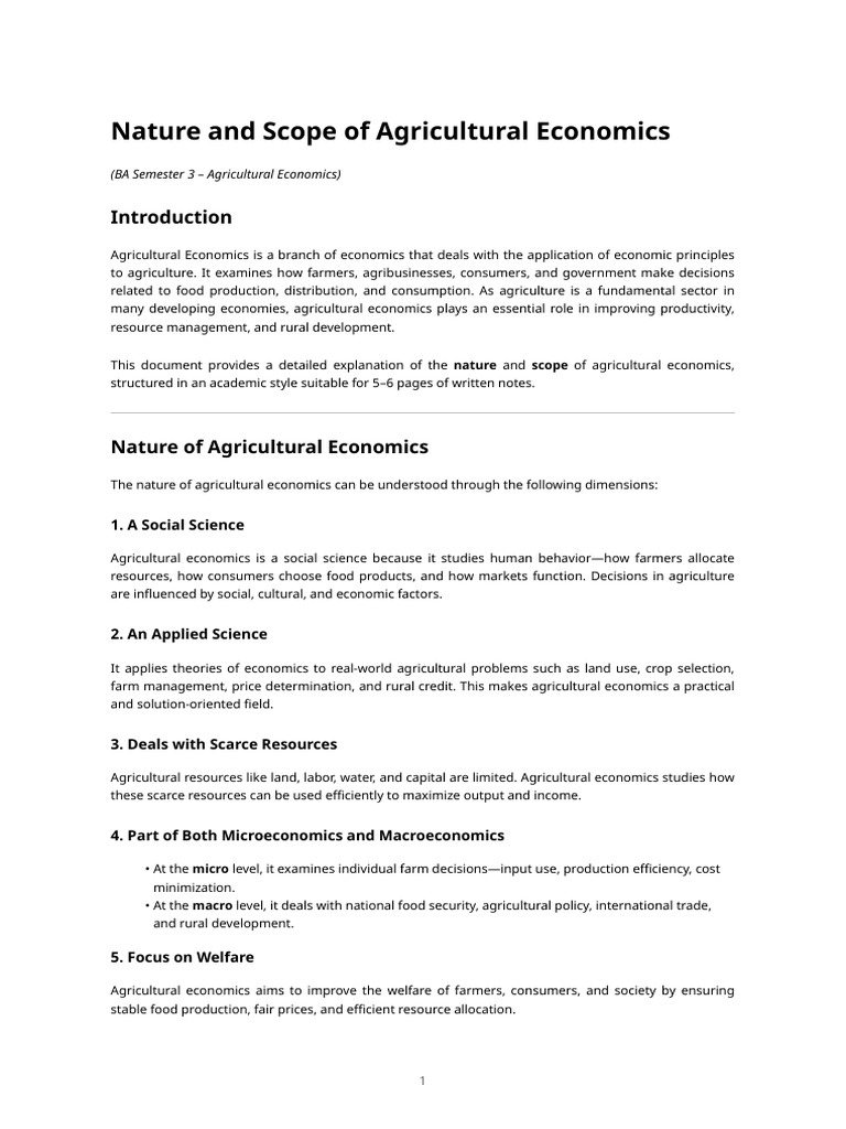 Understanding Agricultural Economics Scope | PDF | Economics ...