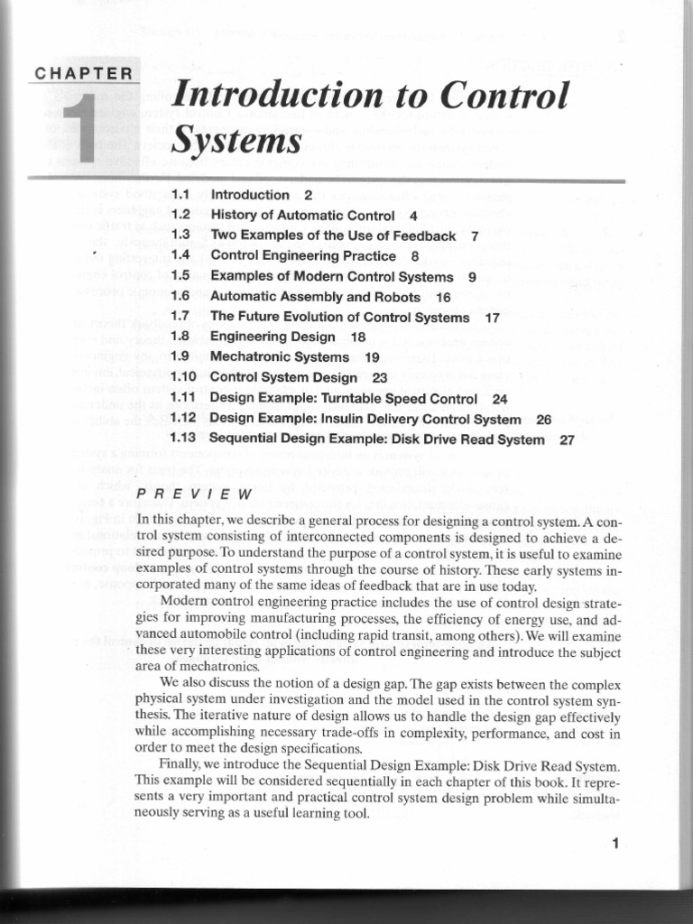 Chapter 1 Introduction To Control Systems Pdf Control Theory Automation