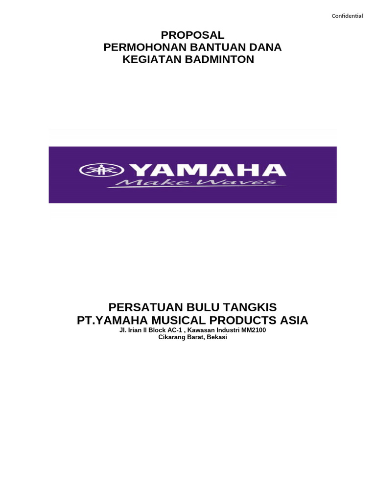 Proposal Dana Kegiatan Badminton Yamaha | PDF