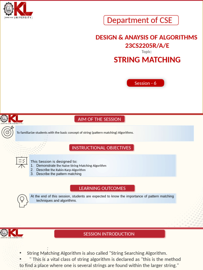 CO1-6. String Matching Algorithms | PDF | Applied Mathematics ...