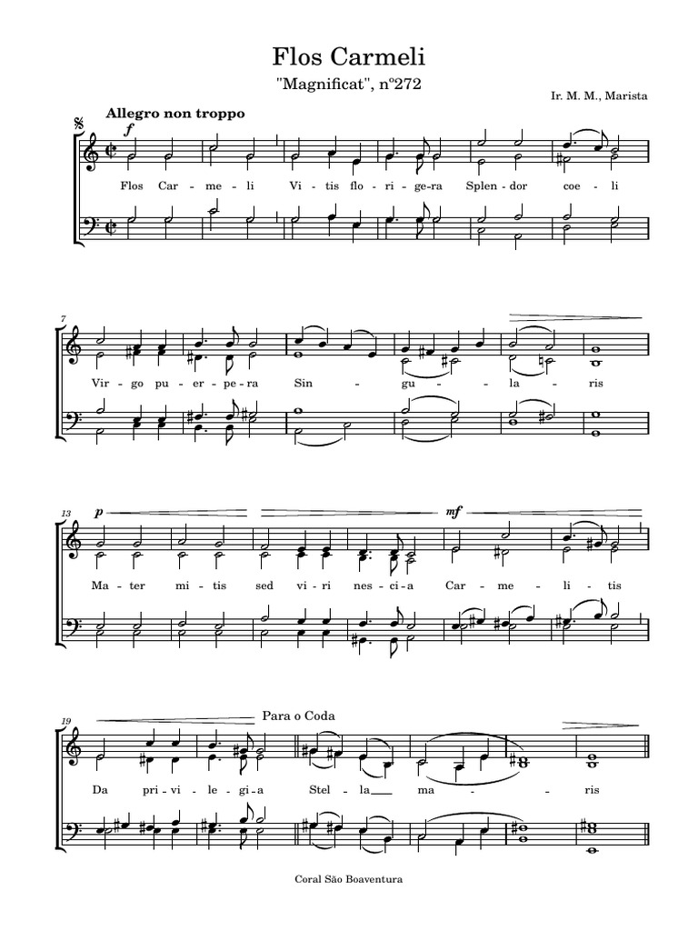 Flos Carmeli : Magniﬁcat nº272 | PDF | Formes musicales | Compositions ...