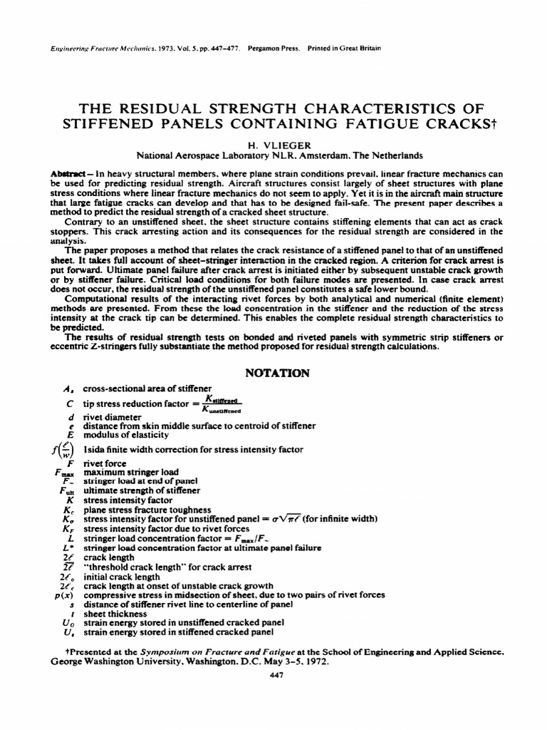 +the Residual Strength Characteristics of Stiffened Panels - H. Vlieger ...