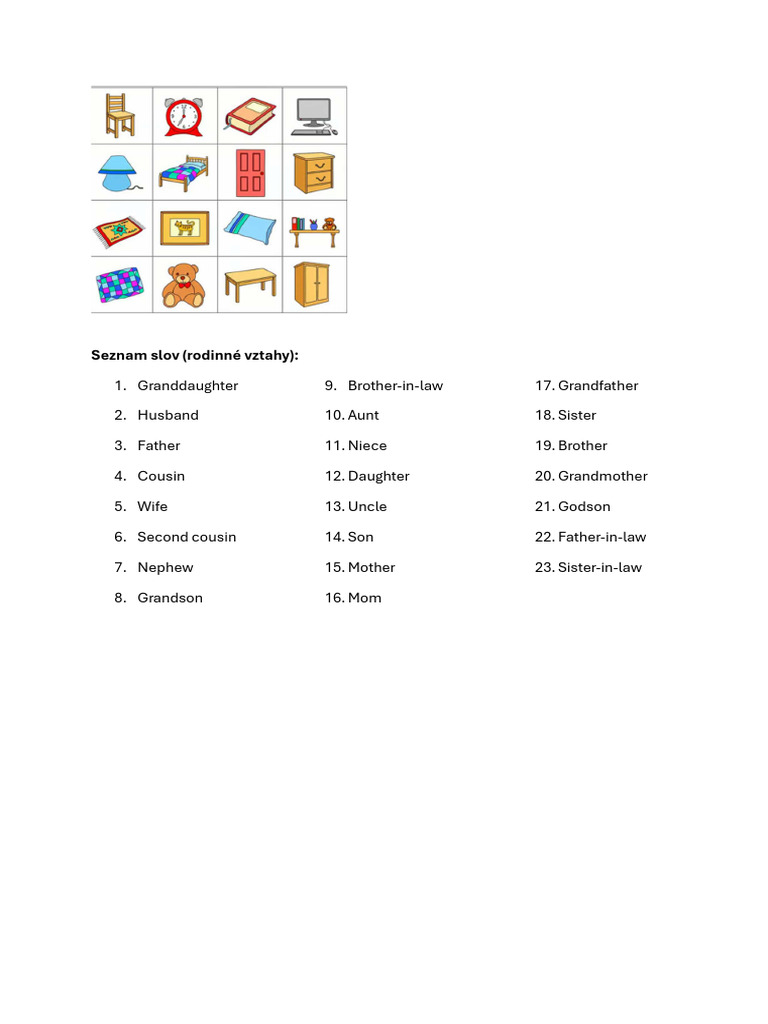 Family Relationship Vocabulary List | PDF