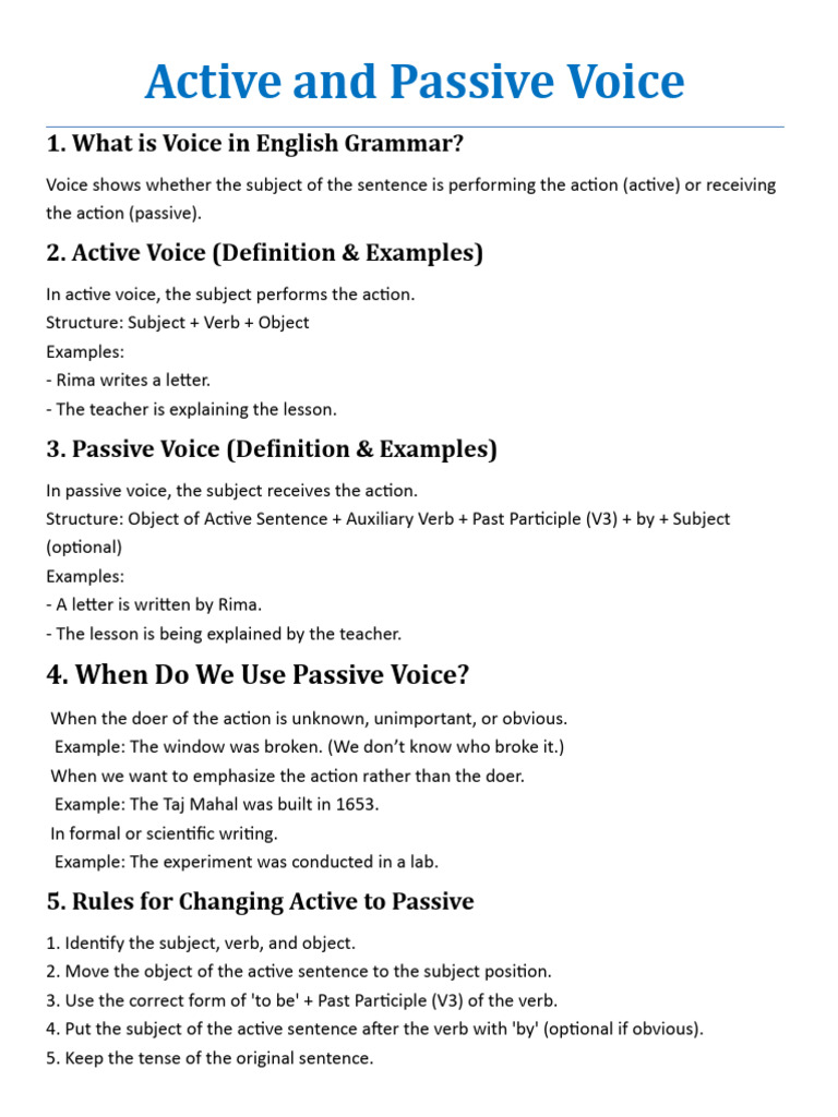 Understanding Active vs Passive Voice | PDF | Subject (Grammar) | Verb
