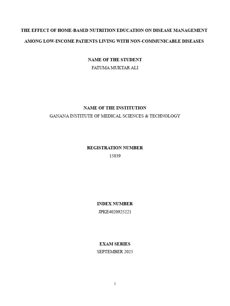 Fatuma Muktar Ali Research Project Paper 13 | PDF | Non Communicable Disease | Therapy