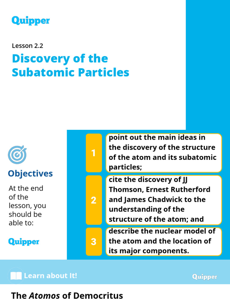 SHS Discovery of The Subatomic Particles | PDF | Atoms | Atomic Nucleus