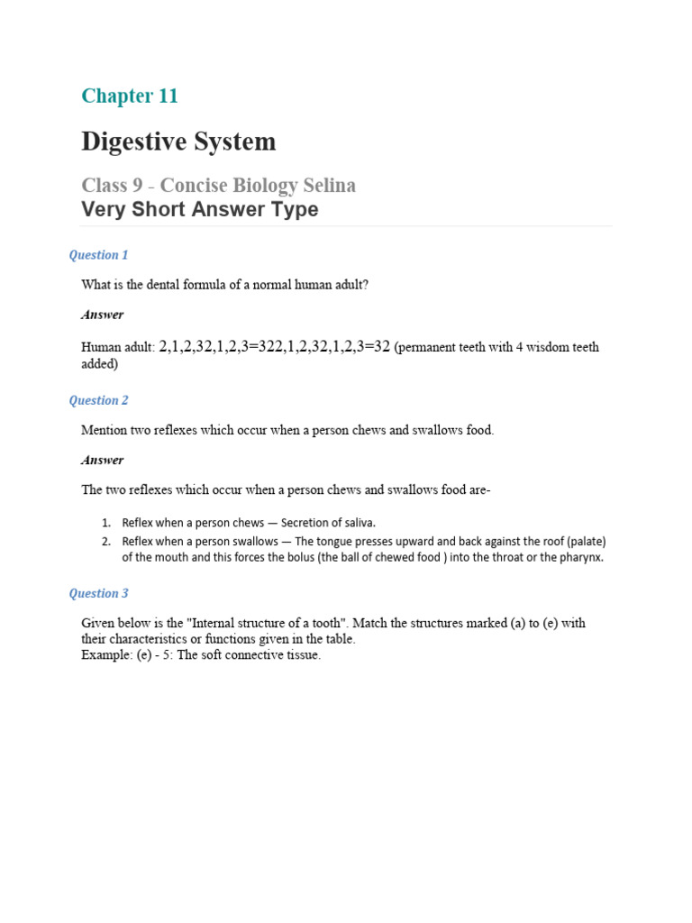 Class 9 Icse KB Biology Questions | PDF | Digestion | Small Intestine