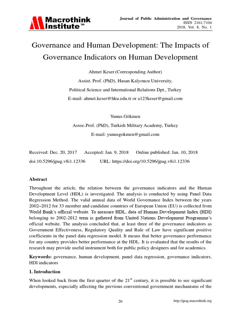 Governance Indicators and Human Development | PDF | Fixed Effects Model ...