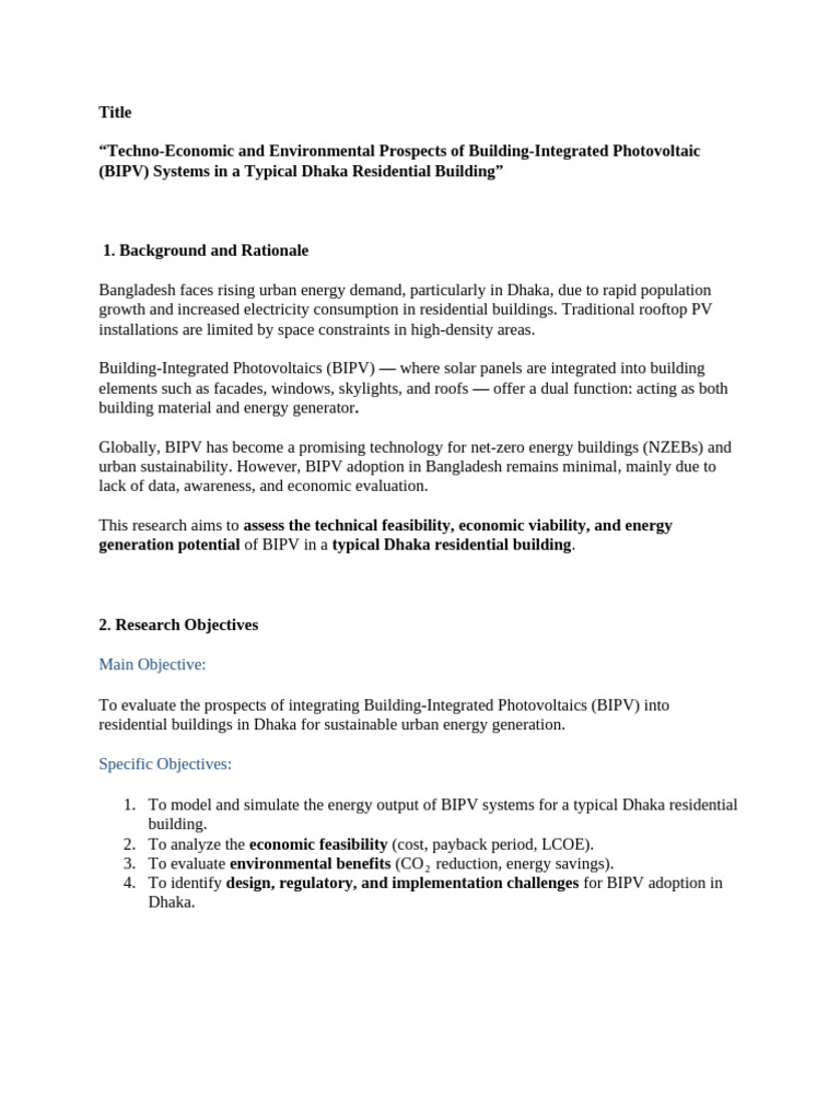 BIPV Systems in Dhaka: Feasibility Study | PDF | Photovoltaics ...