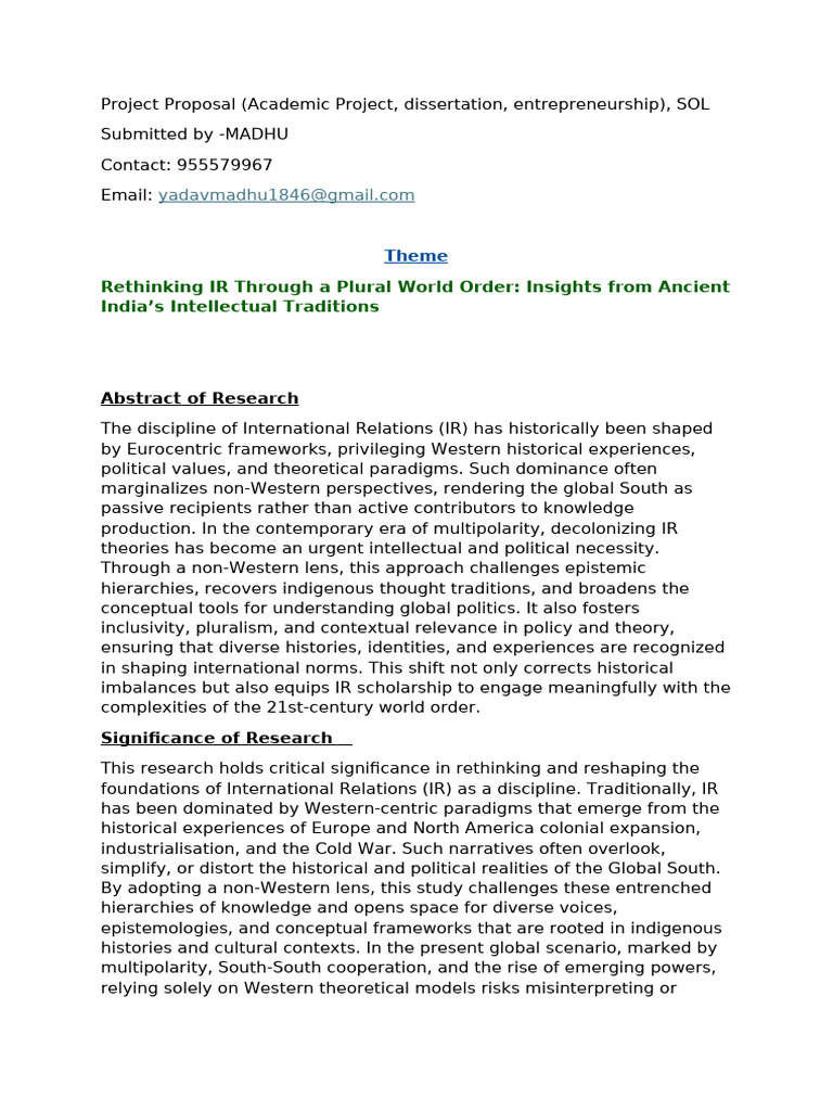 Project Proposal, SOL | PDF | International Relations | Epistemology