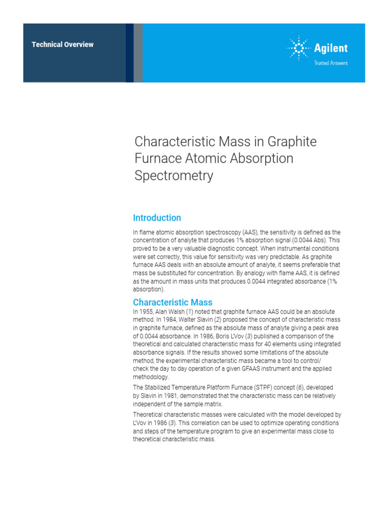 Characteristic Mass in GFAAS Explained | PDF | Atomic Absorption ...