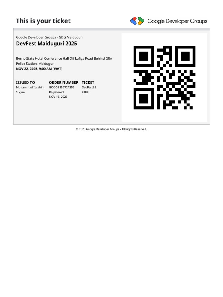 DevFest Maiduguri 2025 Ticket | PDF