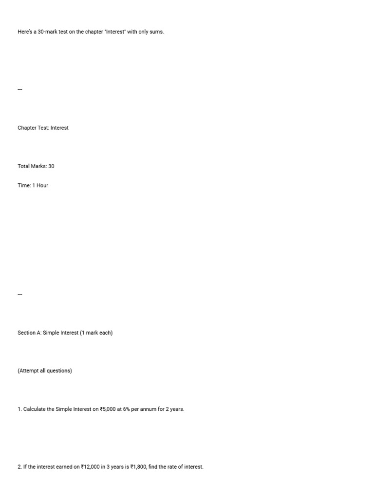 30-Mark Interest Chapter Test | PDF