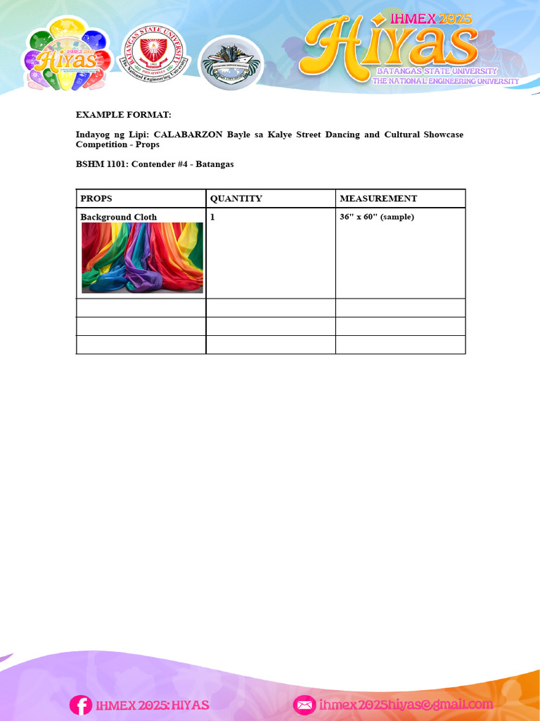 BSHM 1106 Bayle Sa Kalye - List of Props | PDF