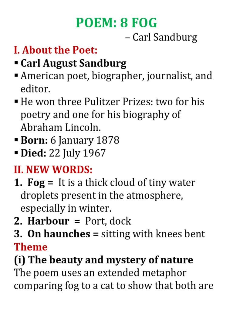 8) Fog | PDF | Poetry | Poetic Devices