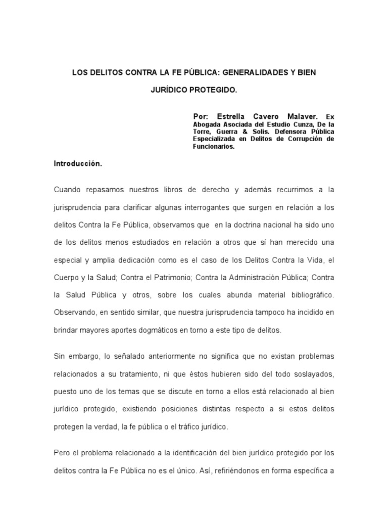 Delitos Contra La Fe Publica | PDF | Delito | Derecho penal