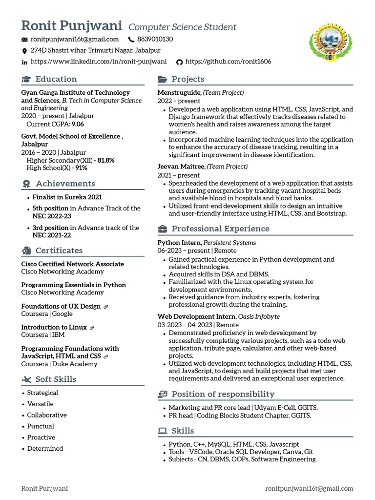 Ronit Punjwani Resume - pdf-1 | PDF | Web Development | Software