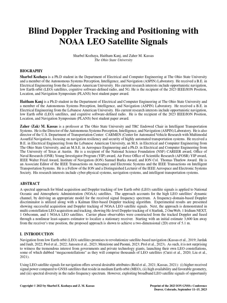 Blind Doppler Tracking of NOAA LEO Signals | PDF | Doppler Effect ...