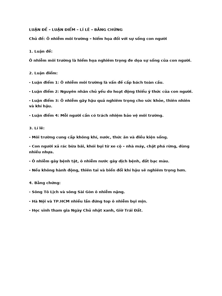 Luan Diem Moi Truong | PDF