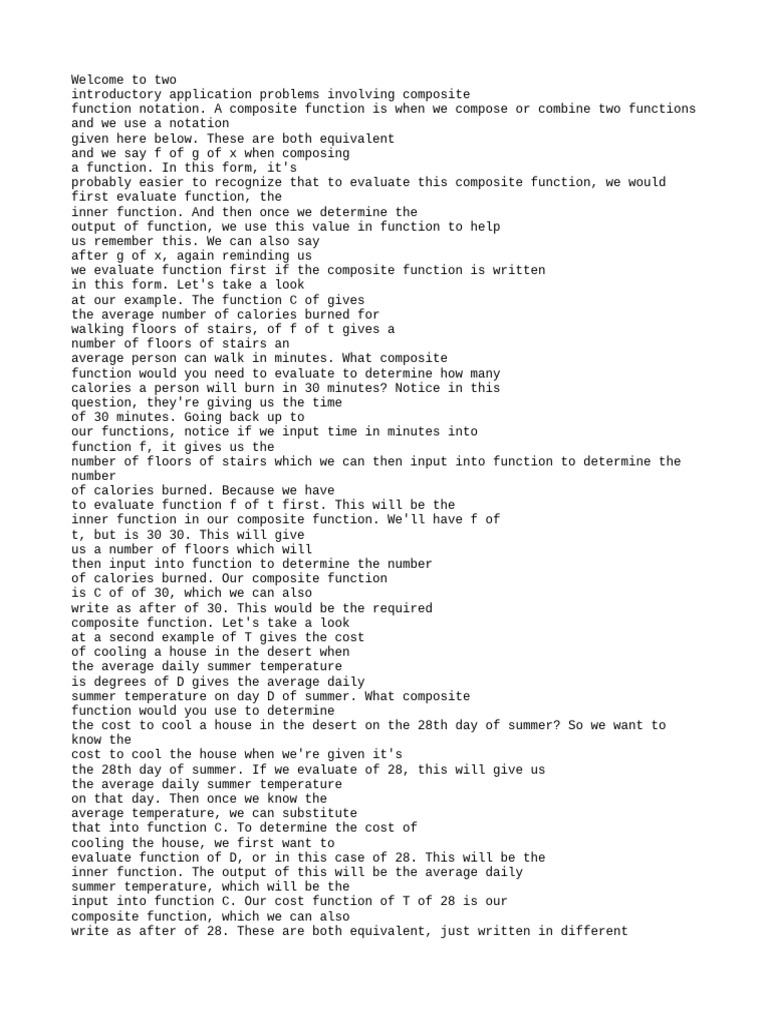 En-Ex - Intro Composite Function Notation Application Problem | PDF ...