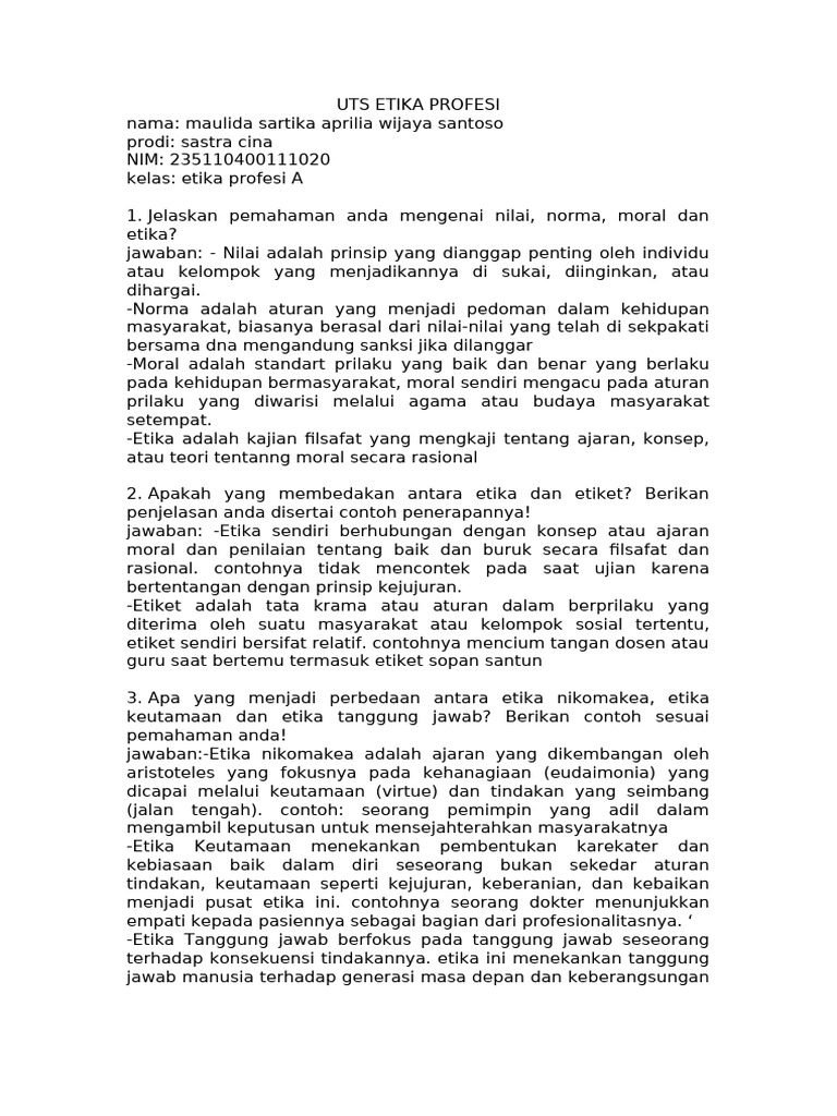 Uts Etika Profesi | PDF
