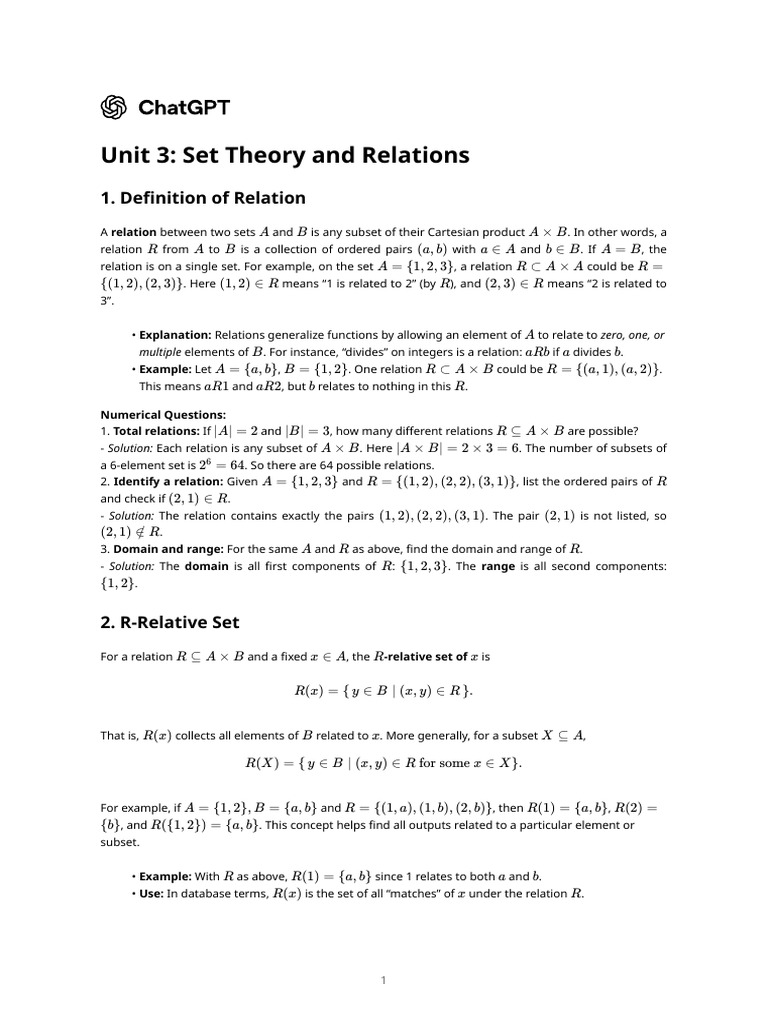 Set Theory: Relations and Properties | PDF | Matrix (Mathematics ...