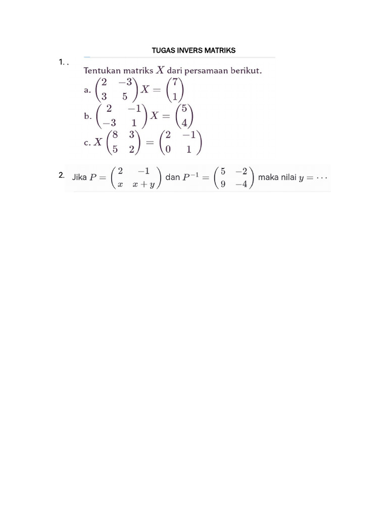 Tugas Invers Matriks | PDF