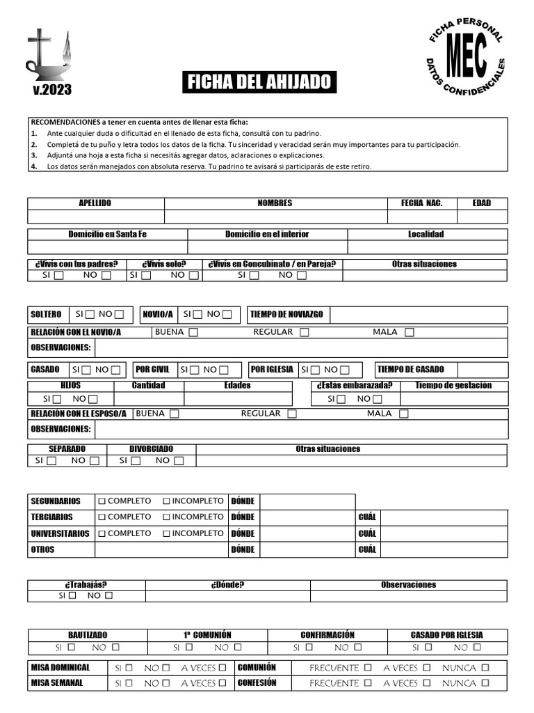 Ficha Ahijado v2023 | PDF
