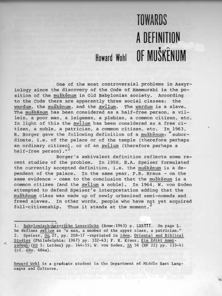 WOHL-toward-a-definition-of-muskenum Journal of The Ancient New Eastern ...