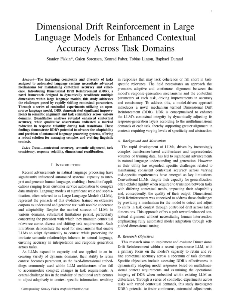 Dimensional Drift Reinforcement in Large Language Models For Enhanced ...
