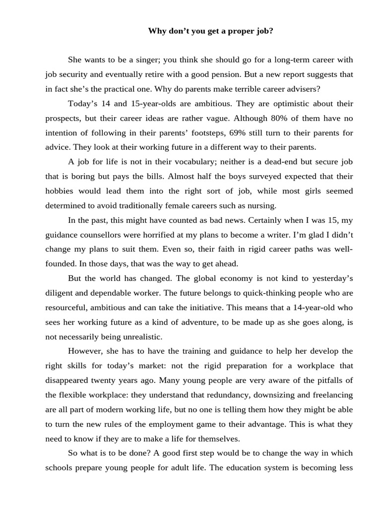 Why Don't You Get a Proper Job | PDF | Behavioural Sciences