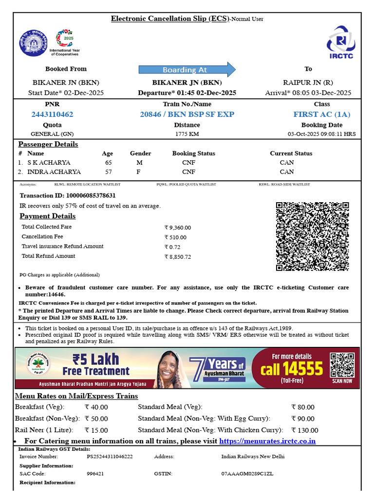 BKN BSP SF Exp First Ac (1A) : Electronic Cancellation Slip (ECS) | PDF ...