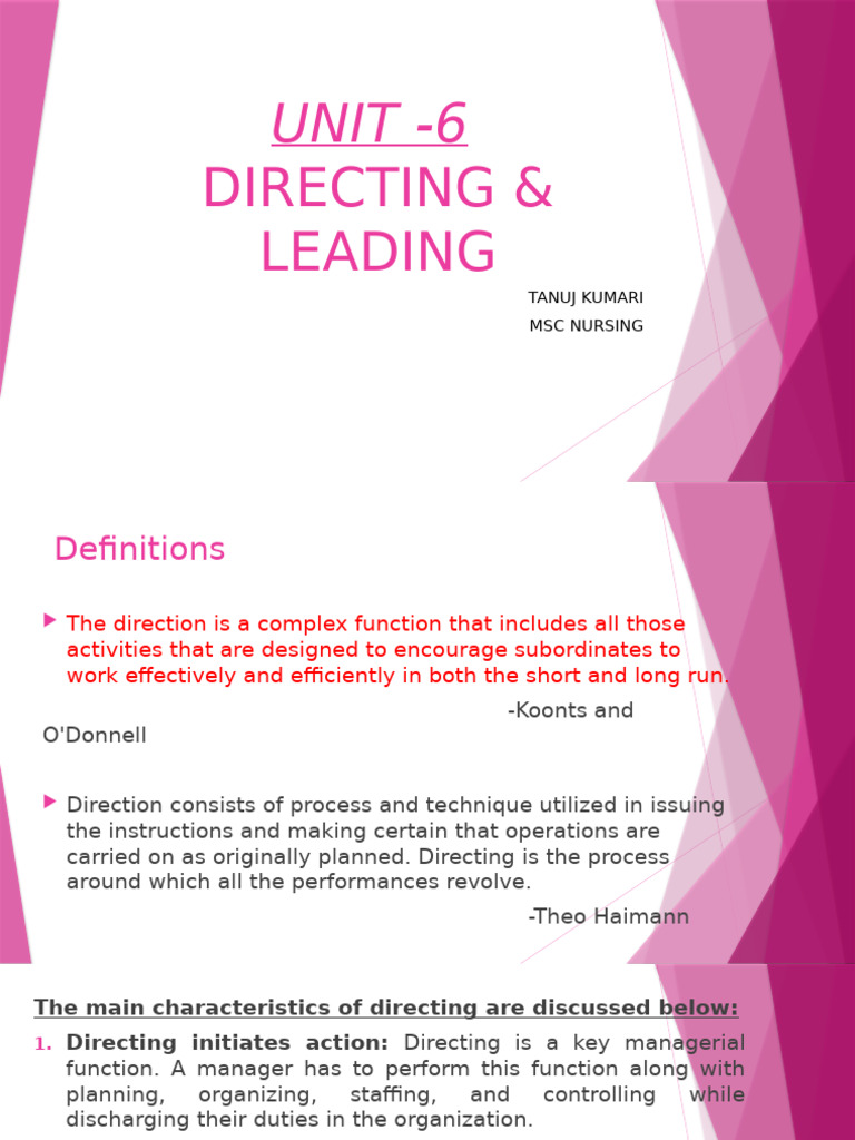 Directing and Leading in Management | PDF | Motivational | Motivation