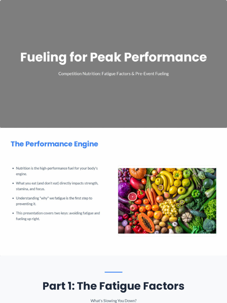 Fueling For Peak Performance | PDF