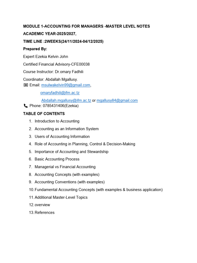 Master-Level Accounting Notes for Managers | PDF | Financial Accounting ...