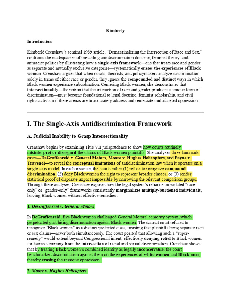 Kimberly | PDF | Intersectionality | Feminism