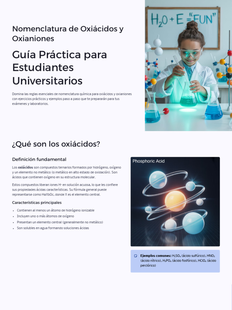 Nomenclatura de Oxiácidos y Oxianiones | PDF | Ácido | Elementos químicos