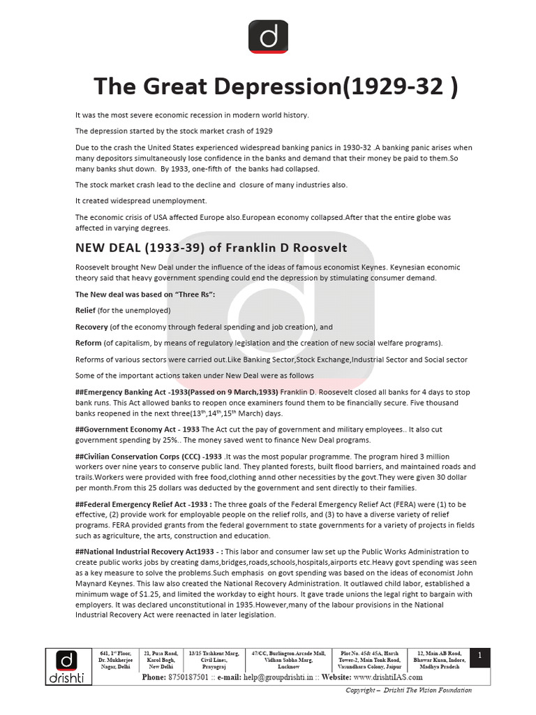 Great Depression and New Deal Overview | PDF | New Deal | Great Depression