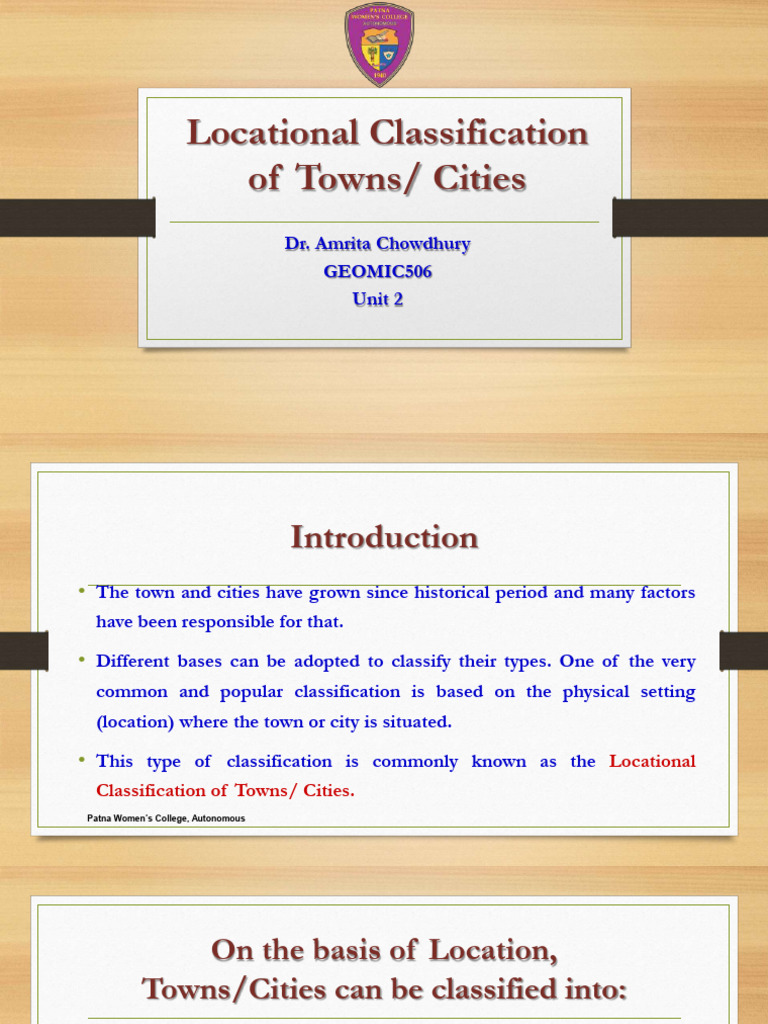 Locational Classification of Cities | PDF | Earth Sciences | Physical ...