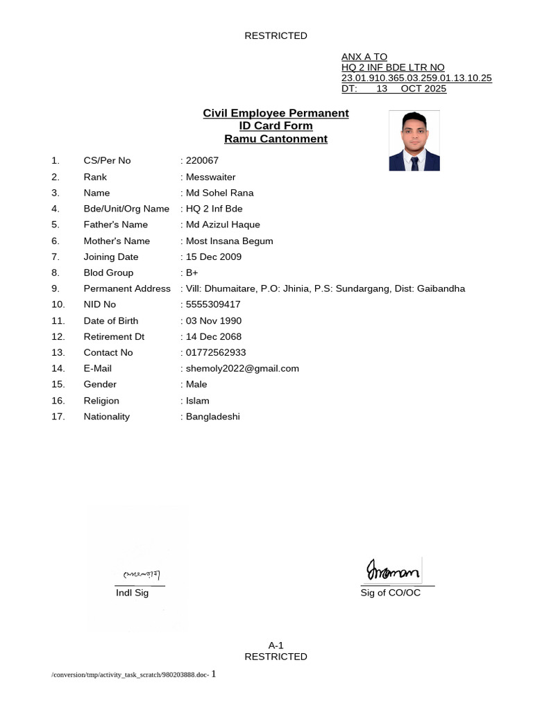 ID Card-Civ Per | PDF