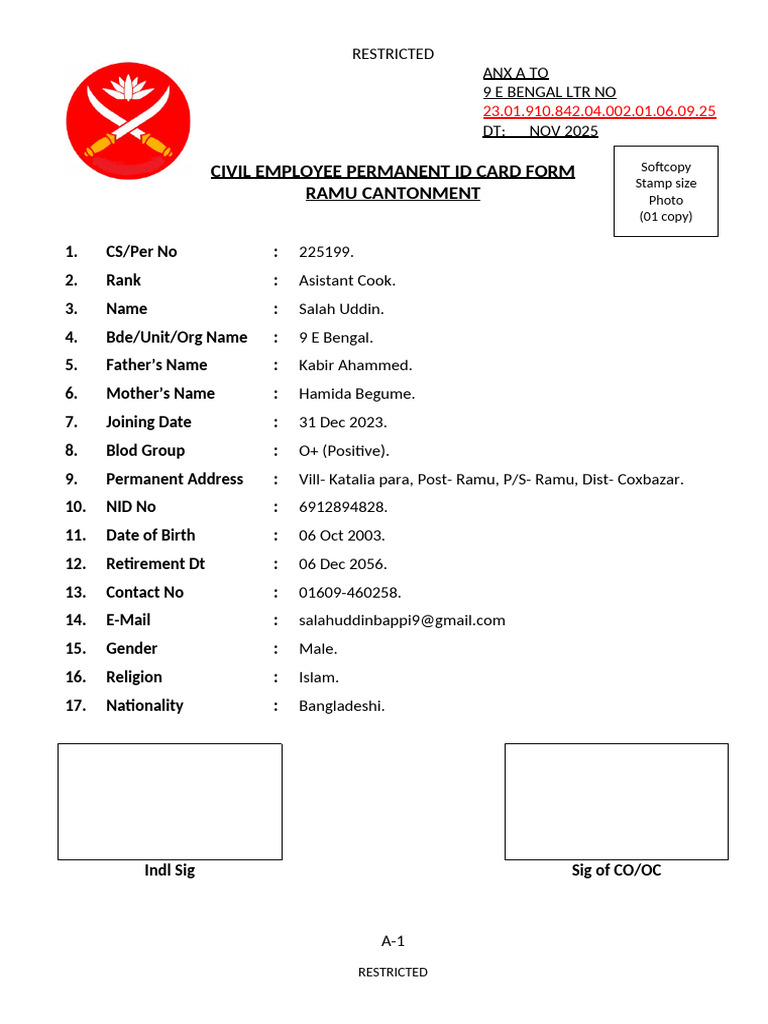Civil Employee Permanent ID Cardgghh Form | PDF | Chess Theory | Chess