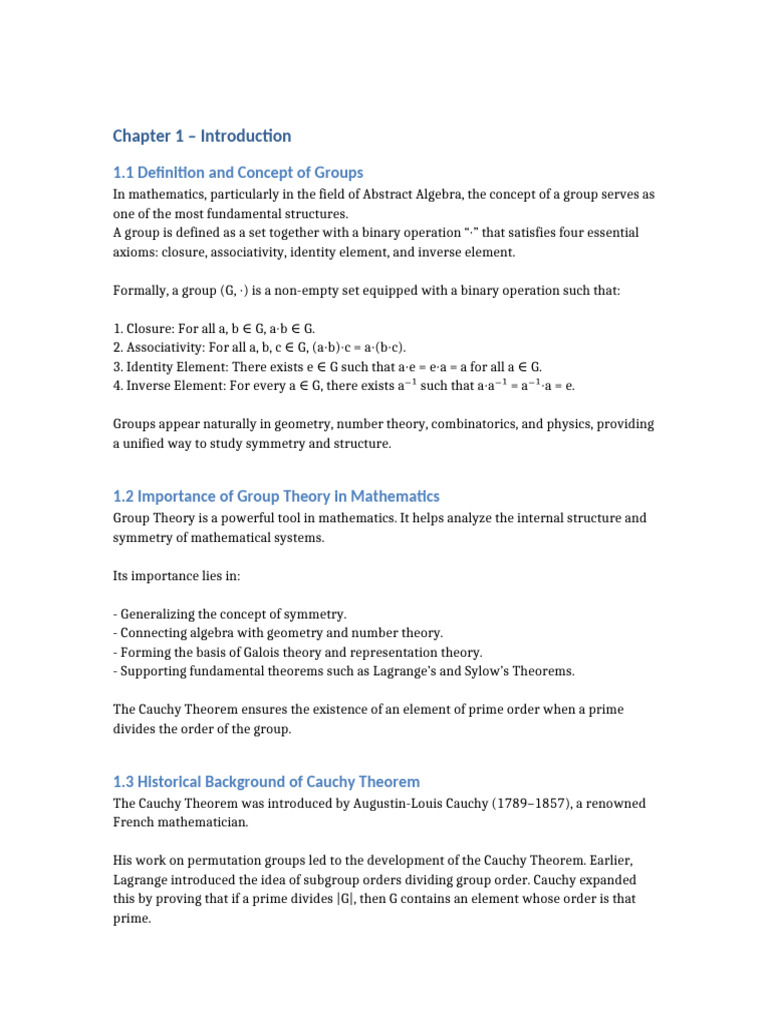Understanding Group Theory and Cauchy Theorem | PDF | Group ...