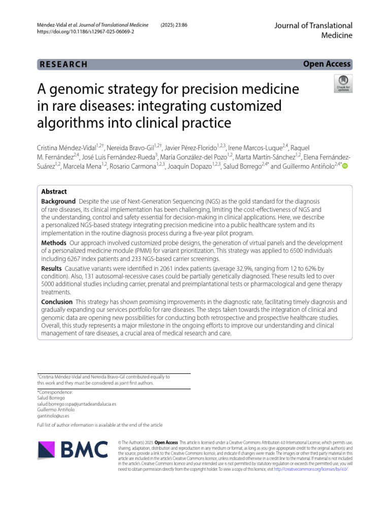 A Genomic Strategy For Precision Medicine in Rare Diseases | PDF | Dna ...