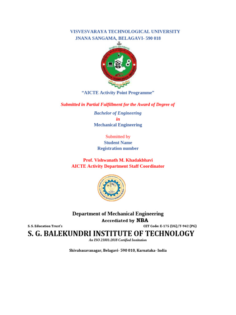 AICTE Activity Points - Report Format | PDF