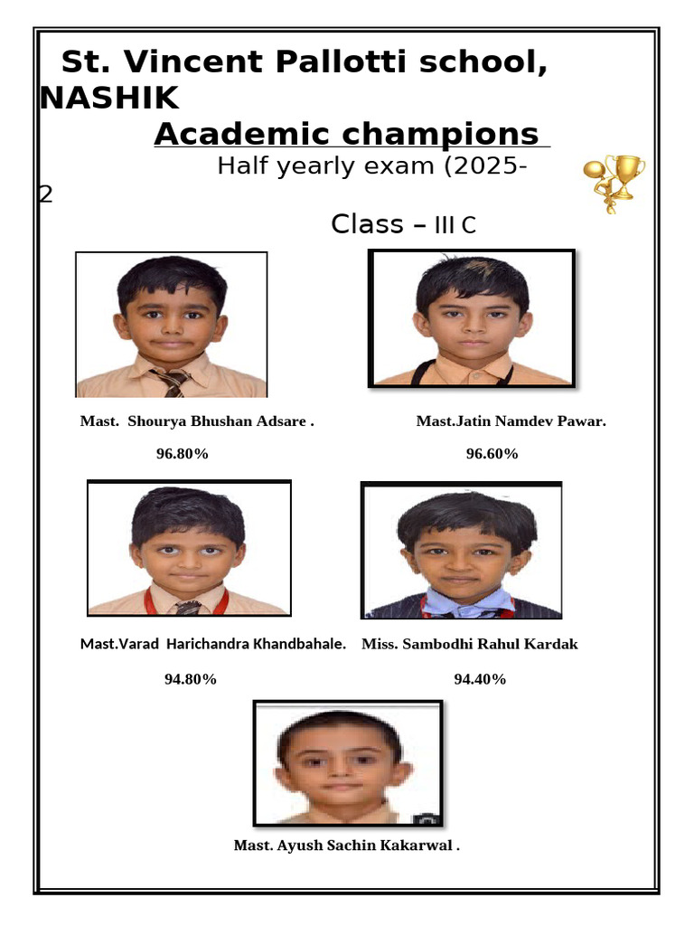 St. Vincent Pallotti School Class III C Results | PDF