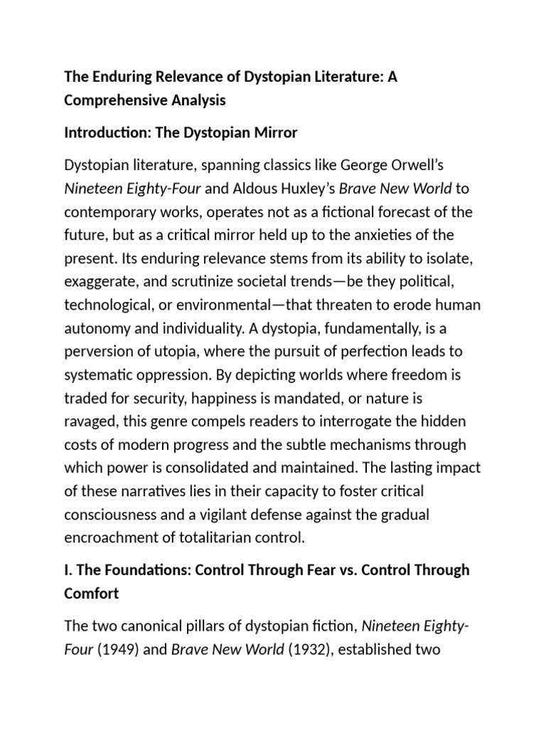 The Enduring Relevance of Dystopian Literature | PDF | Dystopia ...