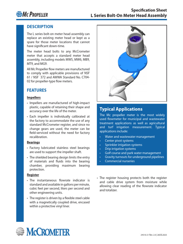 24510-21 L Series Flow Meter Spec Sheet Rev 2 0 | PDF | Flow ...